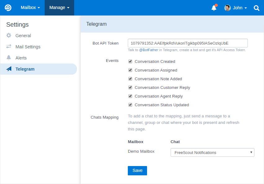 Telegram Notifications Module – FreeScout