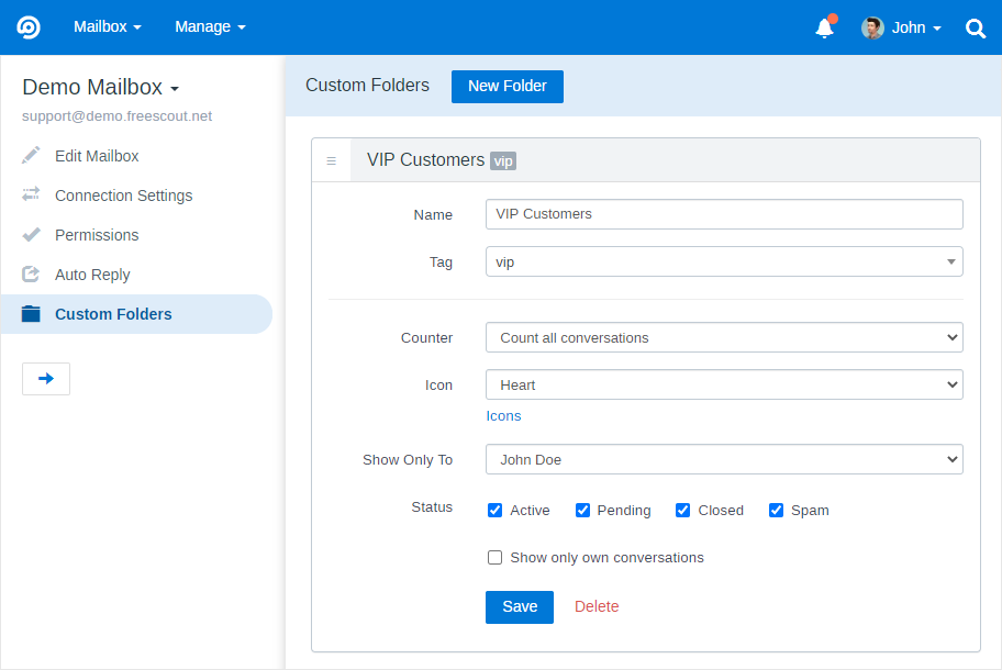 Custom Folders Module – FreeScout
