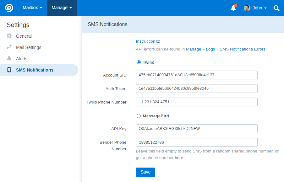 SMS Notifications Module – FreeScout